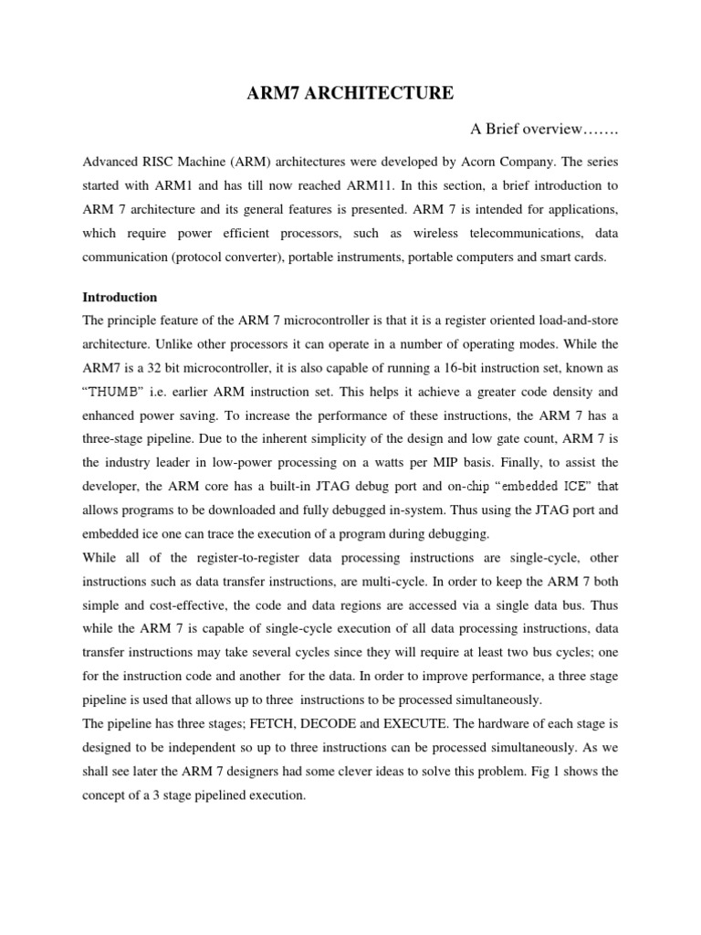 An Overview of the ARM7 Architecture: Pipelines, Registers, Modes and ...