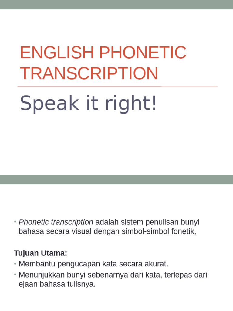 English Phonetic Transcription | PDF