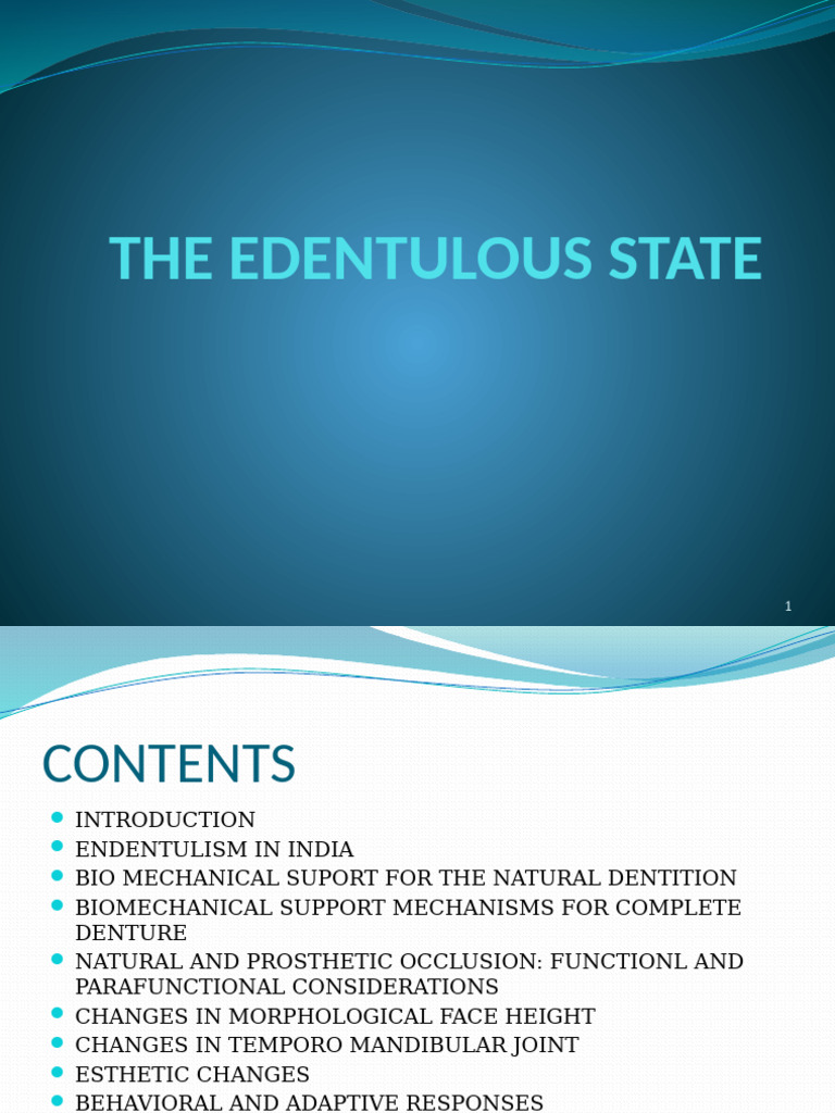 The Edentulous State | PDF | Dentures | Periodontology