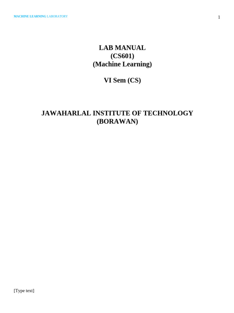 CS-601 Machine Learning PRACTICAL | PDF | Support Vector Machine ...