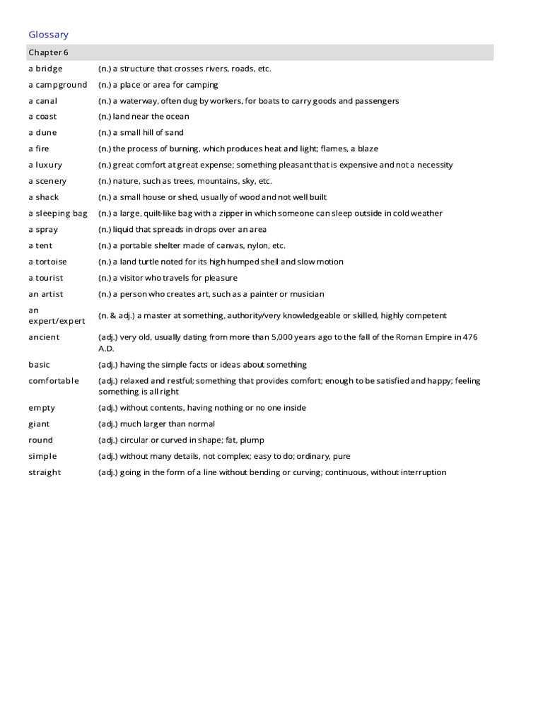 Essential Vocabulary Glossary | PDF