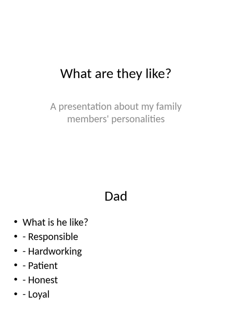 Personality Traits Family Presentation | PDF