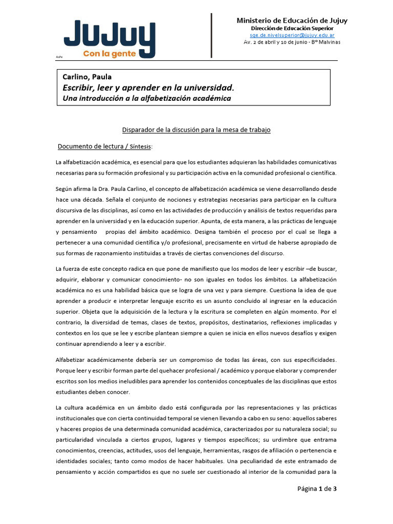 Introducci-N A La Alfabetizaci-N Acad-Mica | PDF | Literatura | Aprendizaje