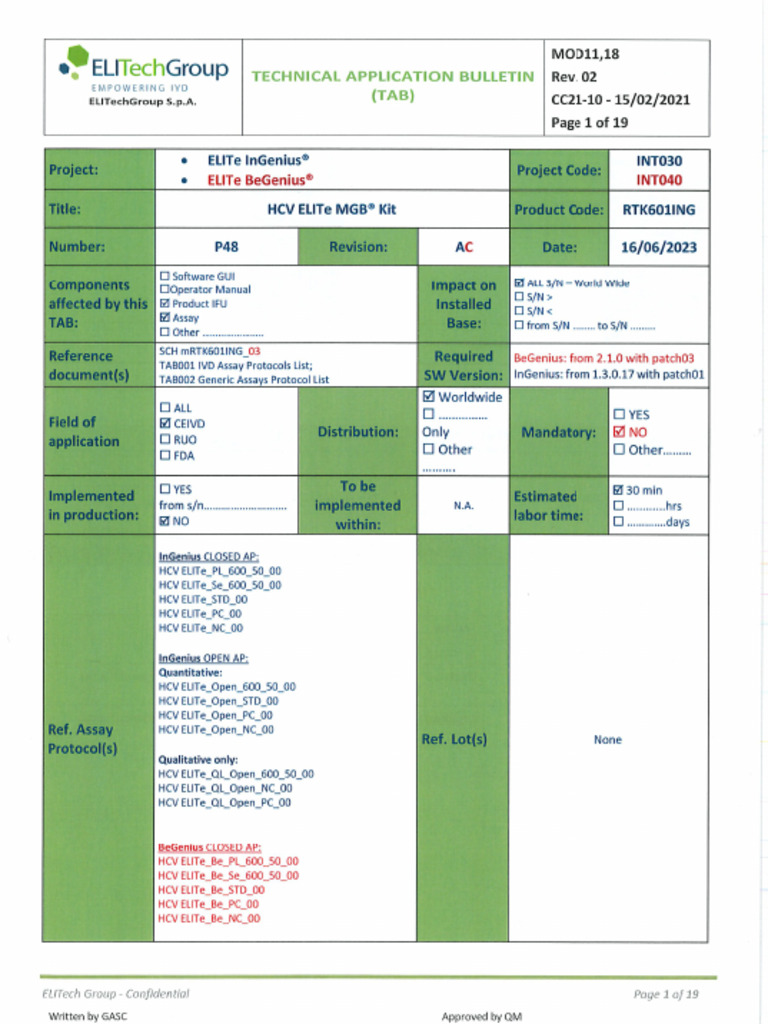 ELITechGroup HCV Assay Protocol Update | PDF | Reverse Transcription ...