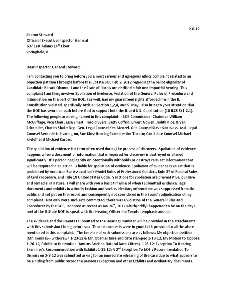 IG Complaint | PDF | United States Constitution | Article One Of The ...