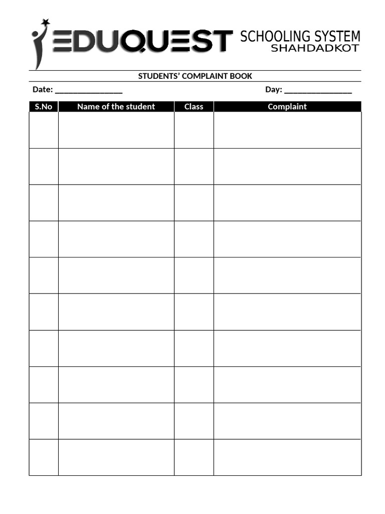 Students' Complaint Book | PDF