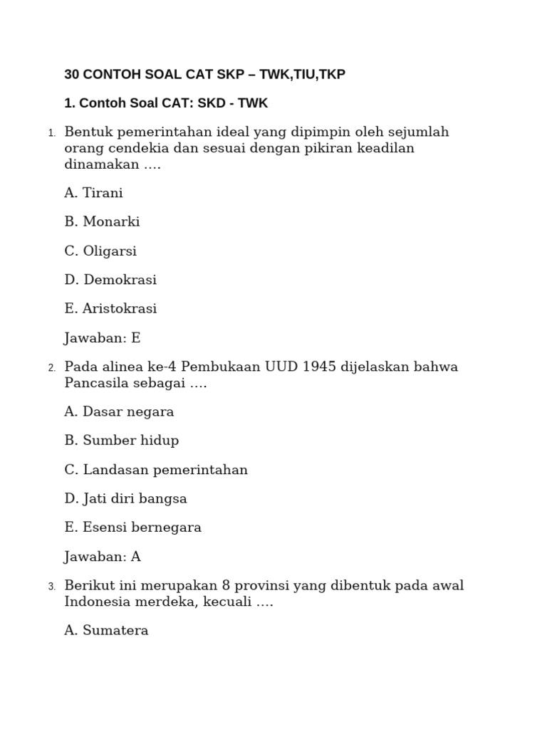 Contoh Soal CAT SKP untuk CPNS | PDF