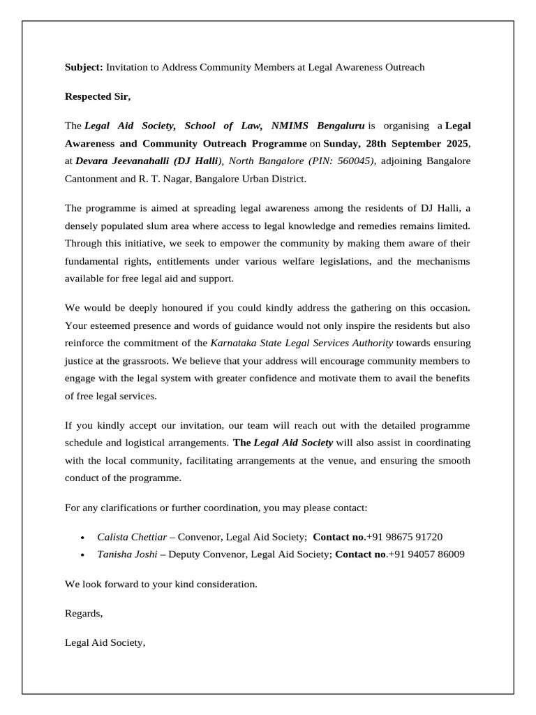 Legal Awareness Outreach Invitation | PDF