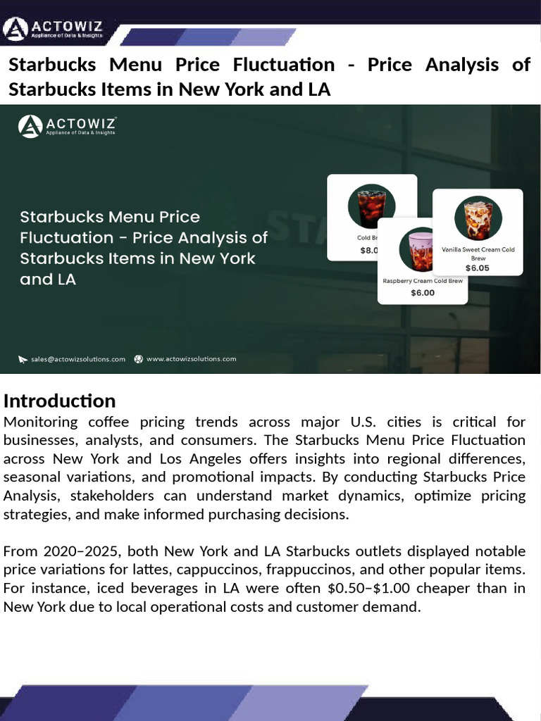 Starbucks Menu Price Fluctuation - Price Analysis | PDF | Retail | Pricing