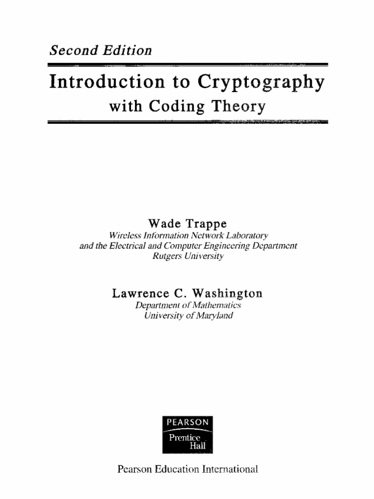 Introduction To Cryptography With Coding Theory 3d0xnux9b6 | PDF | Encryption | Public Key ...