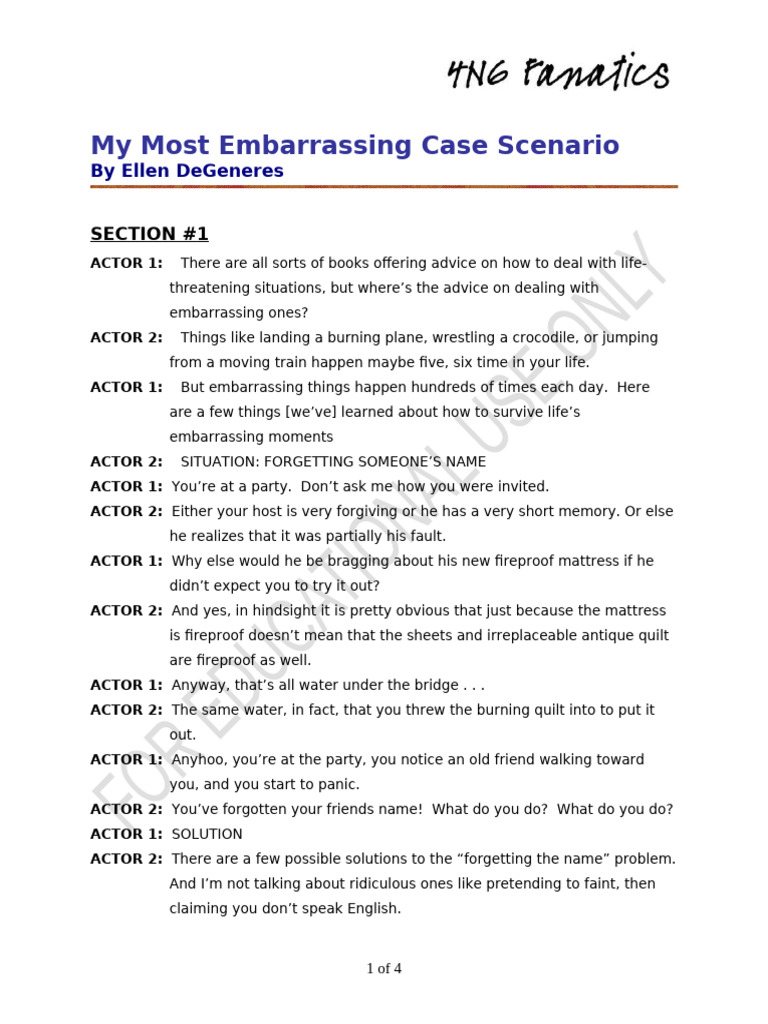My Most Embarrassing Case Scenario | PDF