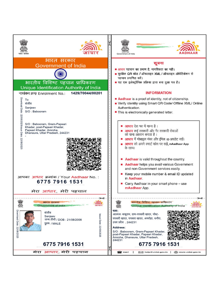 Aadhaar Card Priview PDF | PDF