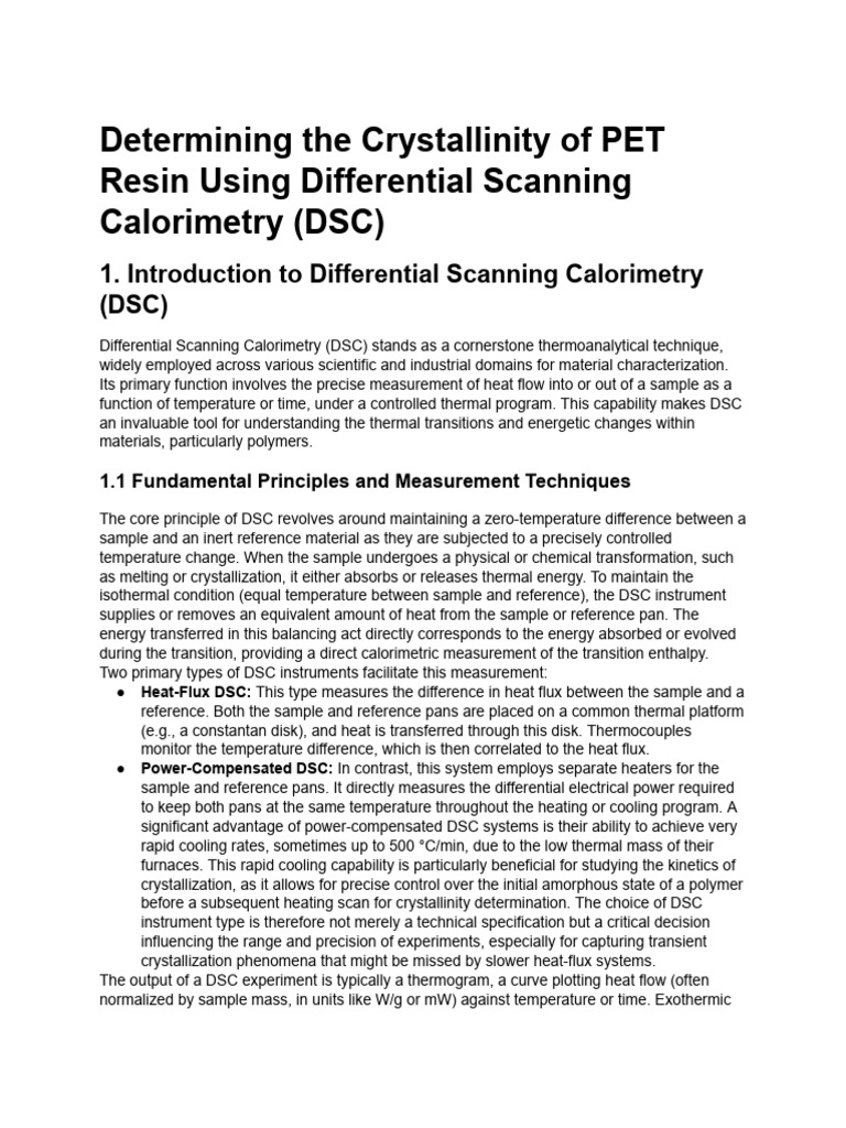 DSC Analysis of PET Crystallinity | PDF | Differential Scanning ...