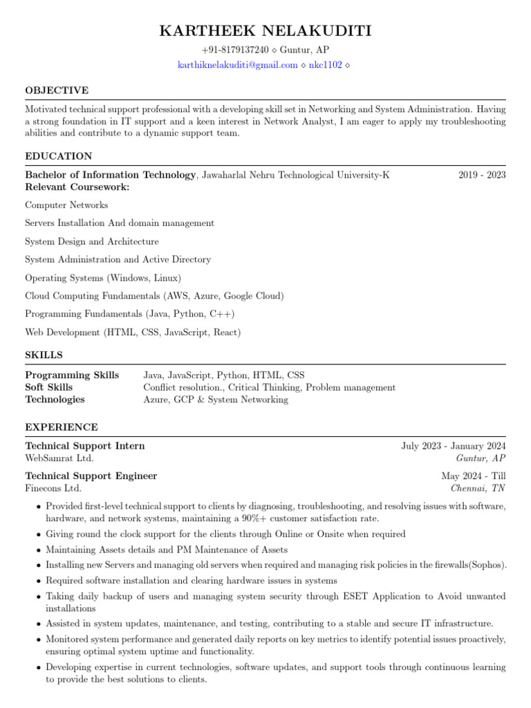 Technical Support Professional Resume | PDF | Software | Software ...