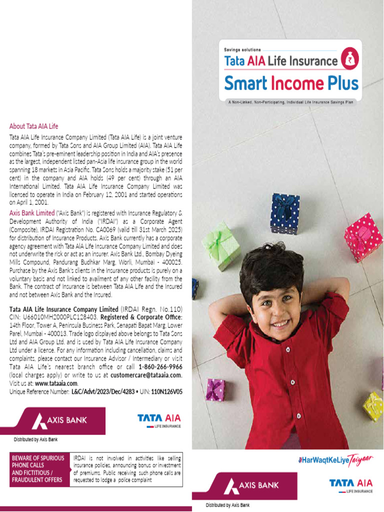 Tata AIA Smart Income Plus Overview | PDF | Insurance | Life Insurance