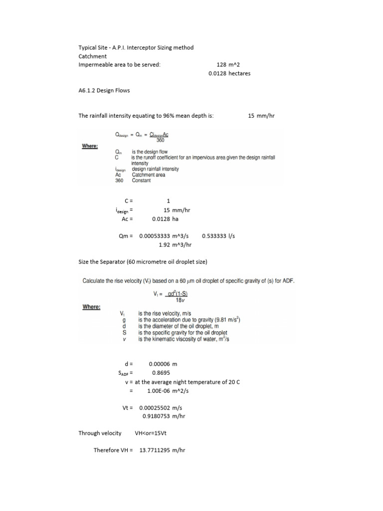 API Interceptor Sizing Calculation Guide | PDF | Volume | Liquids