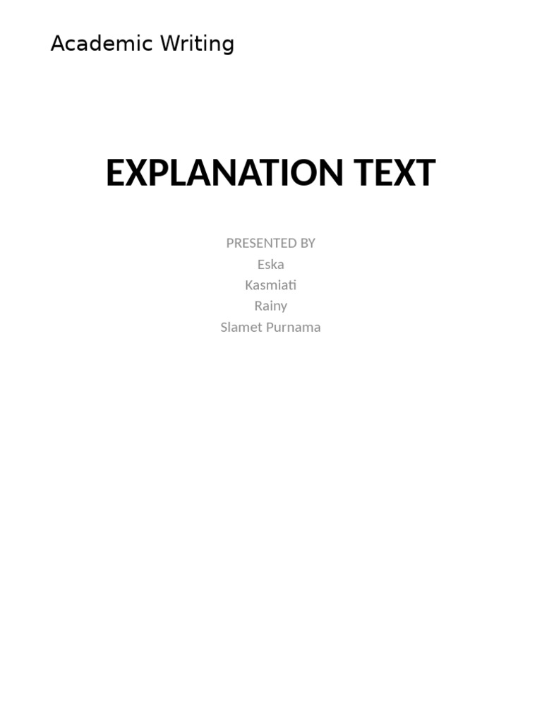 Writing Explanation Text | PDF