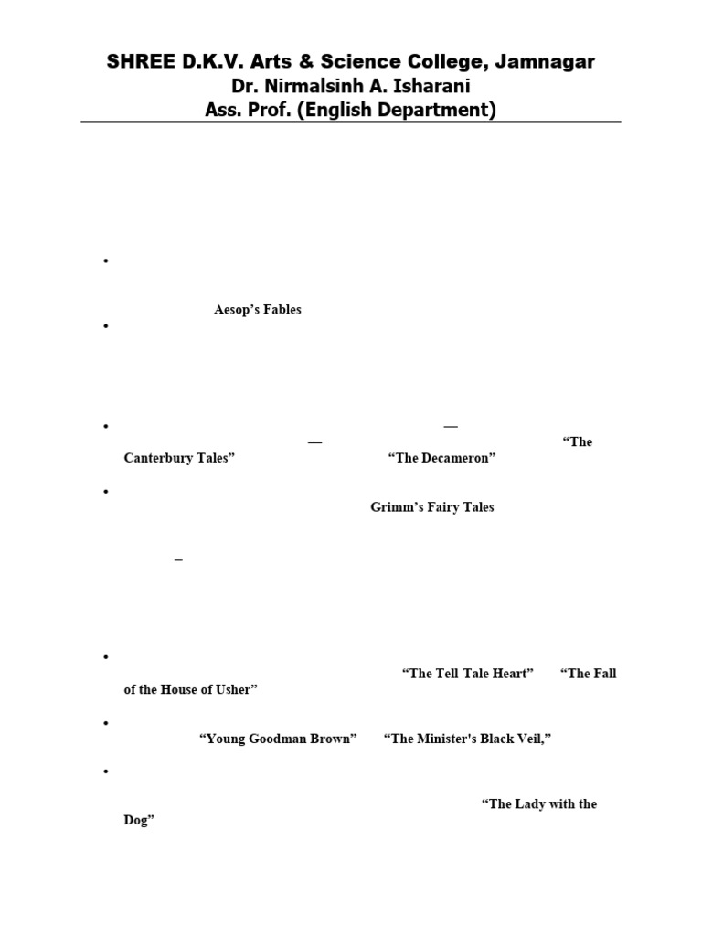 Evolution of the Short Story Form | PDF | Fable | Writing