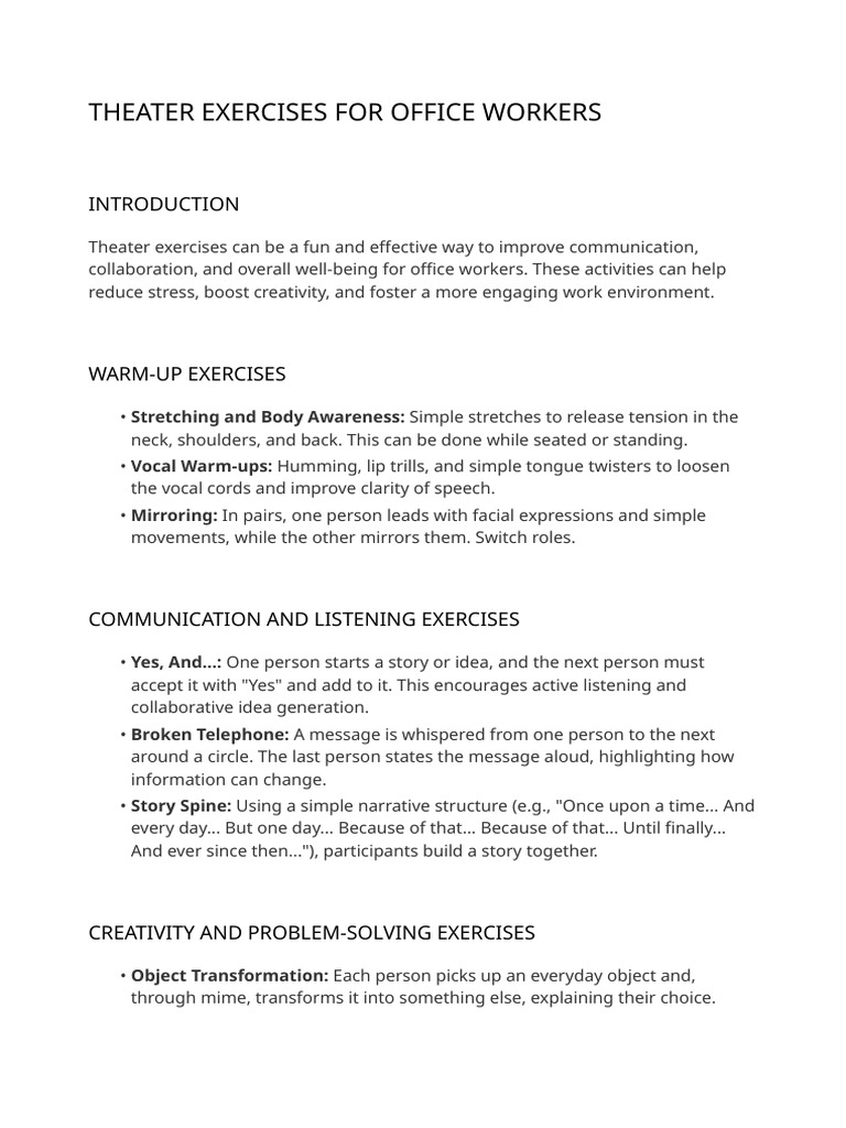 Theater Exercises For Office Teams | PDF