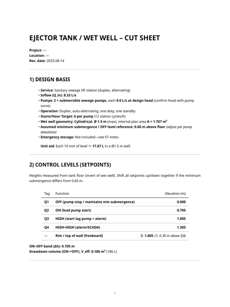 Ejector Tank Cut Sheet - 8.33 L - S Inflow, Ø1.5 M, 9 L - S Pumps | PDF ...