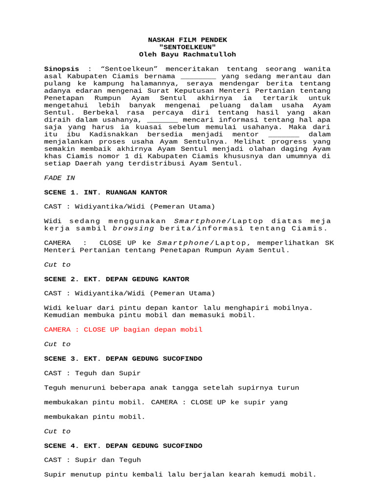 Naskah Film Pendek Manusia Digital Oleh | PDF