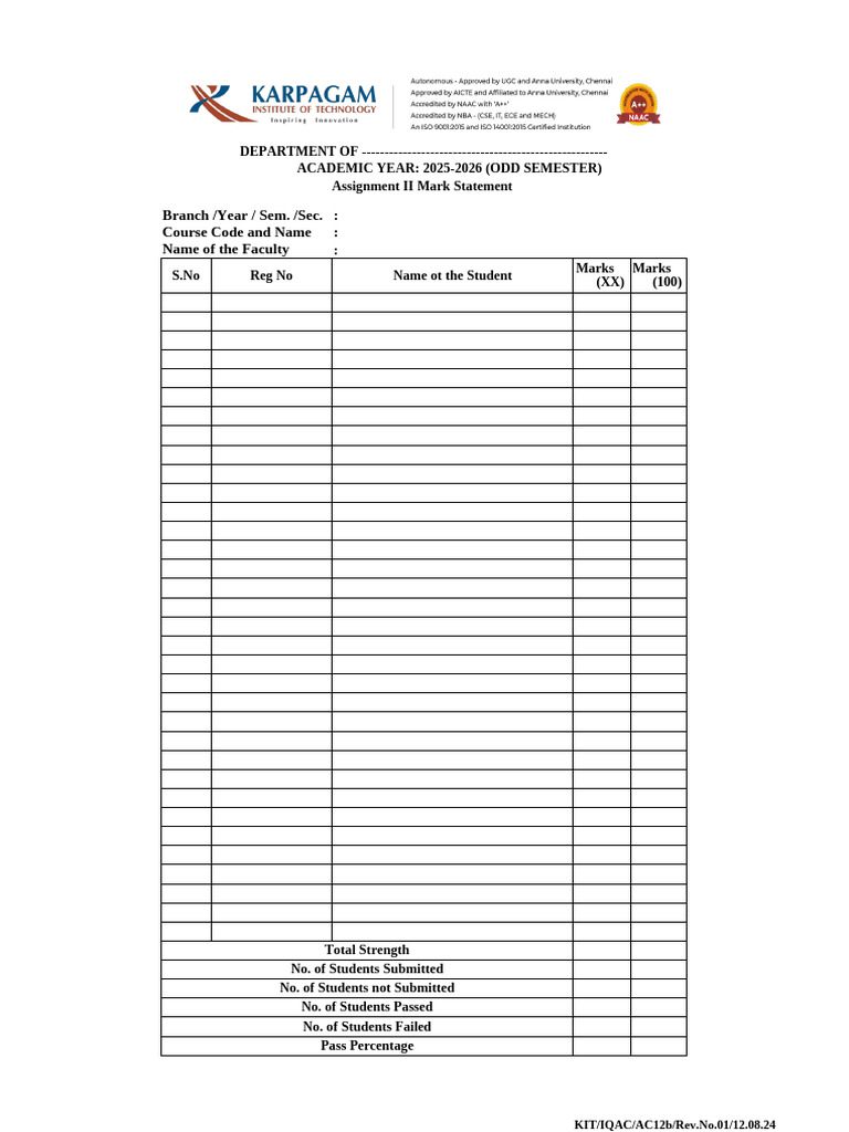 12b.assignment Mark Statement | PDF