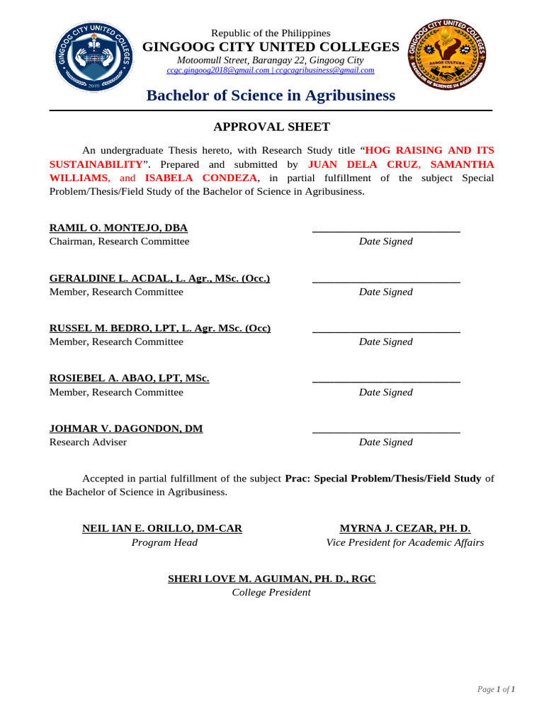 Approval Sheet Team A Panelists | PDF