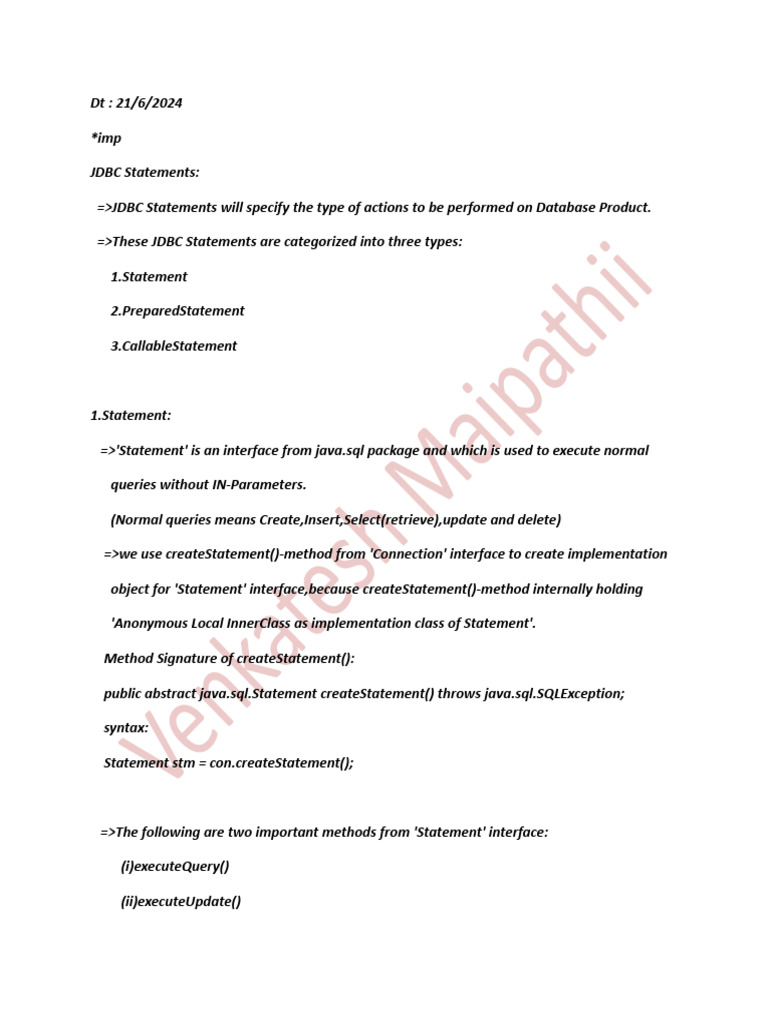 Class Running Notes 21st June | PDF | Sql | Databases