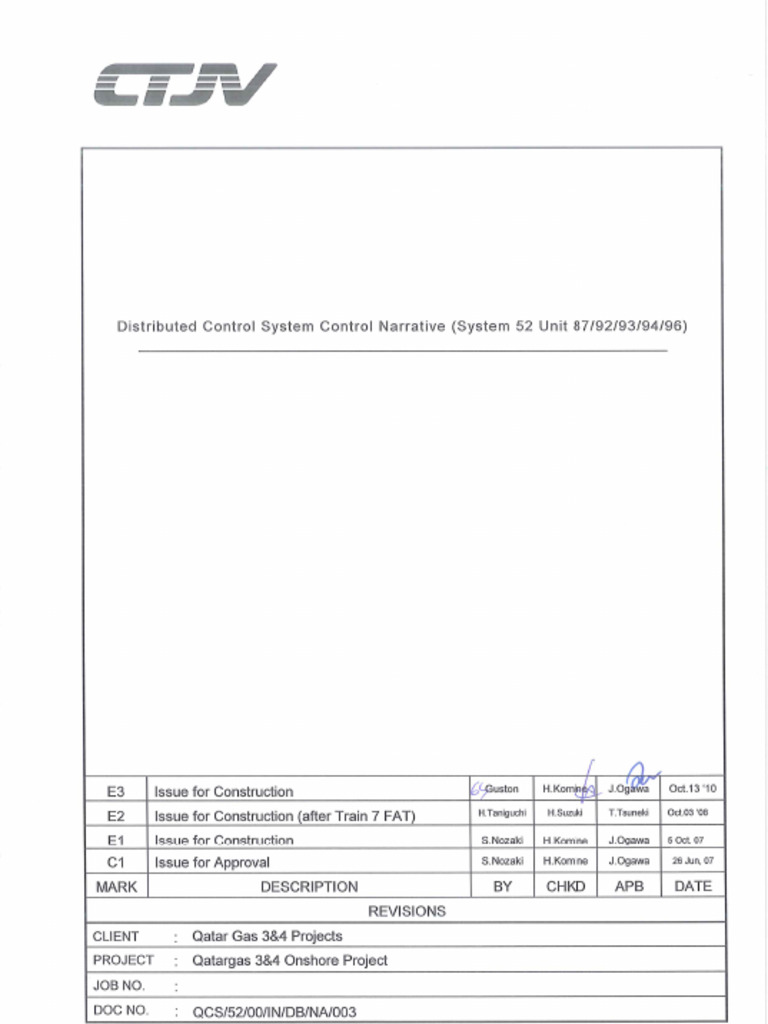 Distributed Control System Control Narrative (System 52 Unit 87-92-93 ...