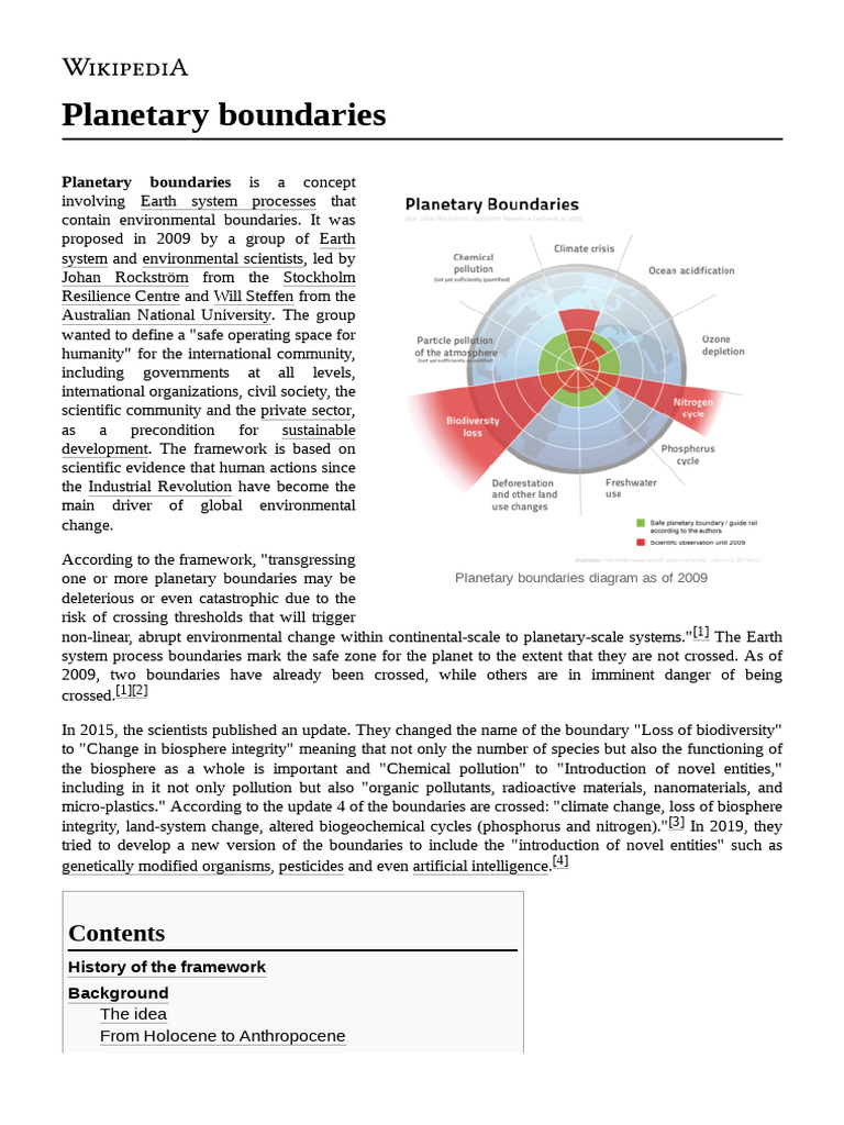 Planetary Boundaries (Limites Planétaires) 39pp @wiki2022en | PDF ...