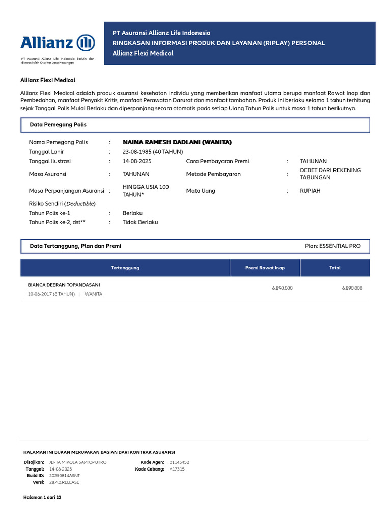 Manfaat Allianz Flexi Medical Indonesia | PDF