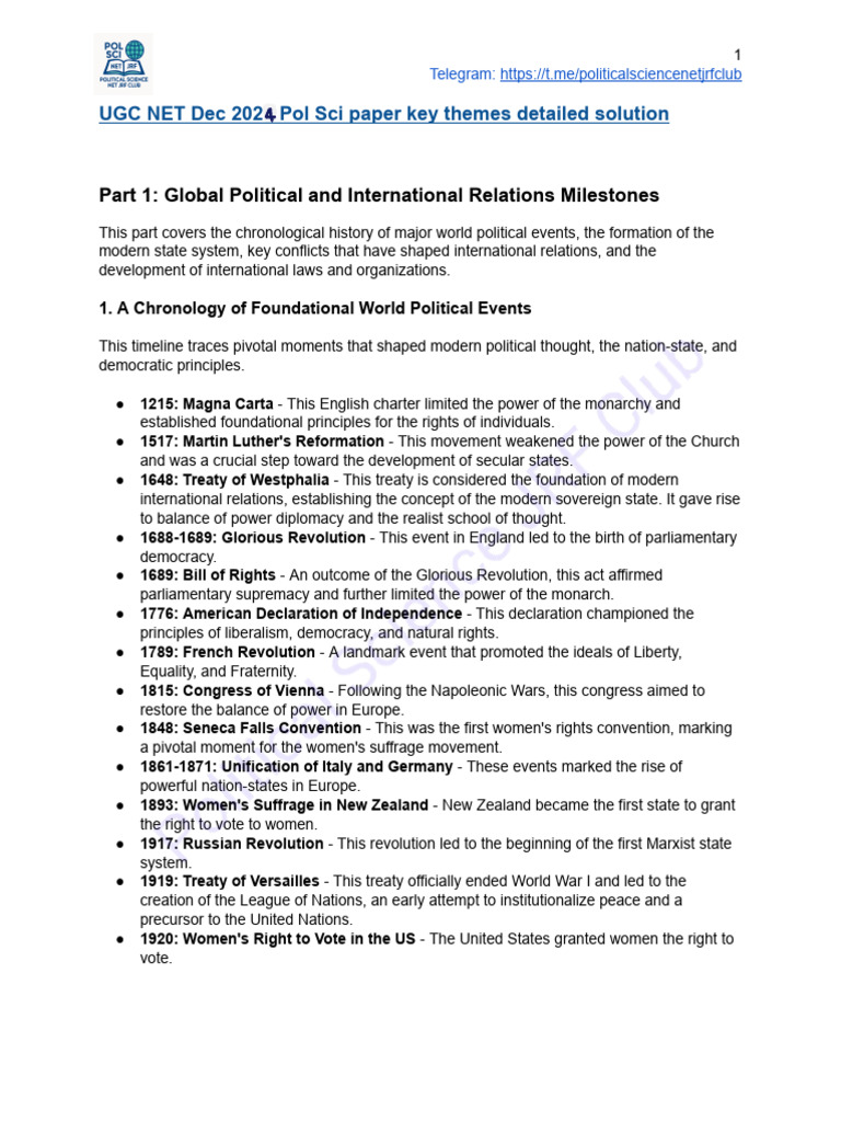 UGC NET Dec 2025 Pol Sci Key Themes | PDF | Non Aligned Movement ...