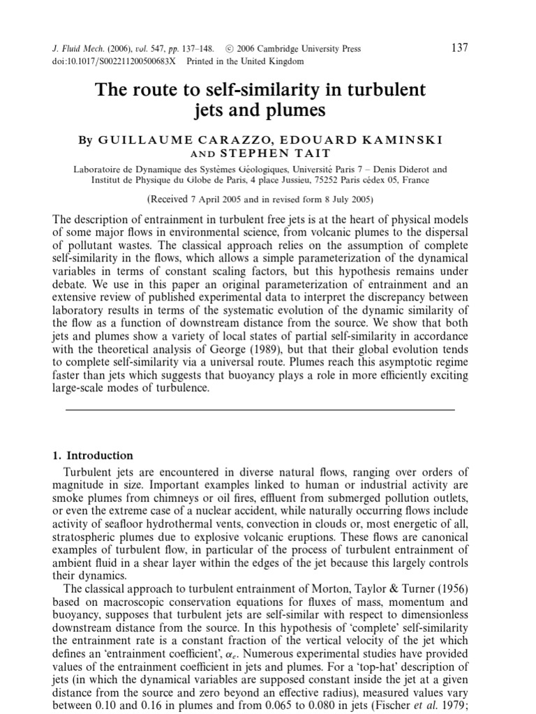 Self-Similarity in Turbulent Jets | PDF | Turbulence | Experiment