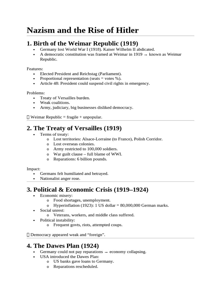 Nazism and The Rise of Hitler | PDF | Weimar Republic | Nazi Germany