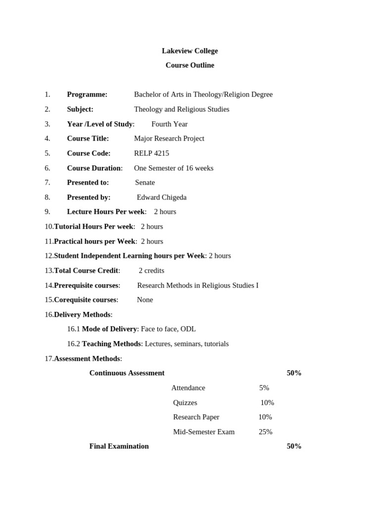 Major Research Course Outline | PDF | Data | Lecture