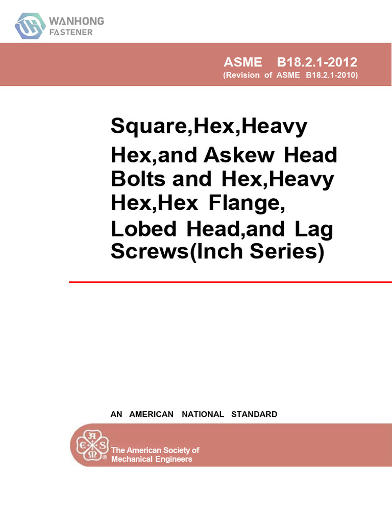 ASME B18.2.1-2012 Bolt Standards | PDF | Screw | Metalworking