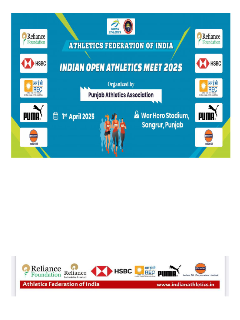 Indian Open Athletics Meet 2025 Results | PDF | Athletics