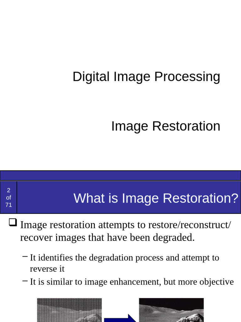 Image Restoration Techniques Explained | PDF | Mathematical Analysis ...
