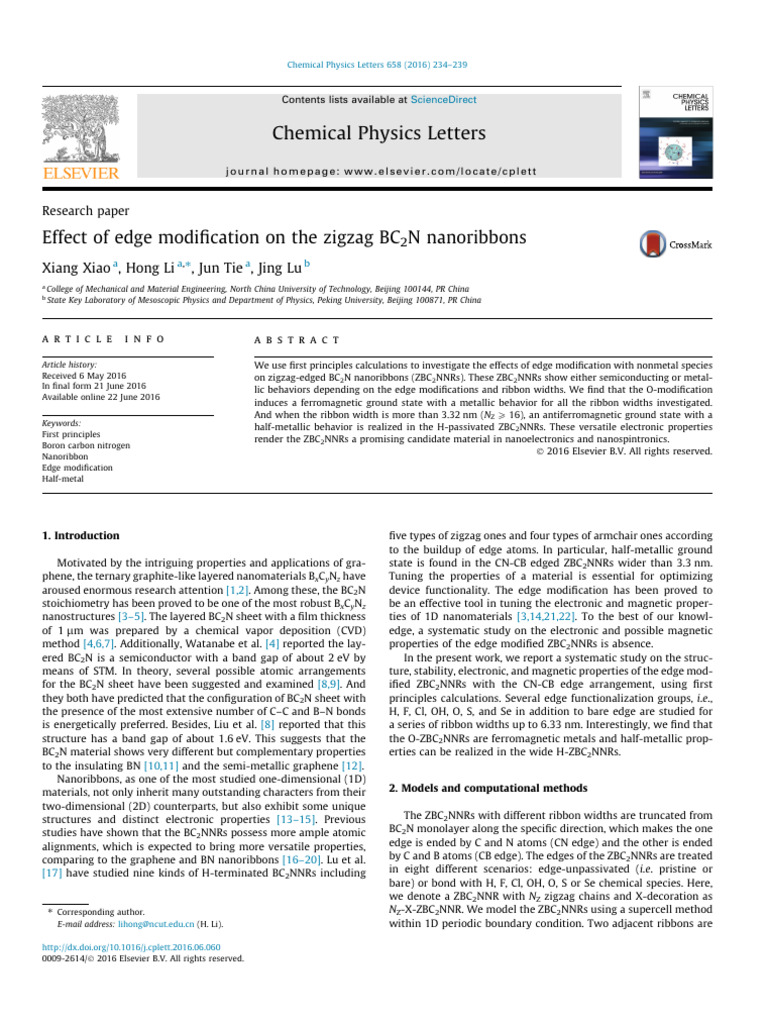 2016 - Chemical - Physics - Letter - Effect of Edge Modification On The ...
