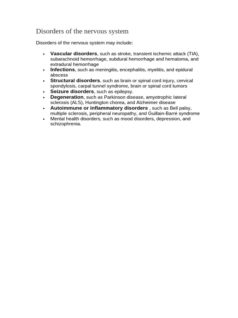 Disorders of The Nervous System | PDF