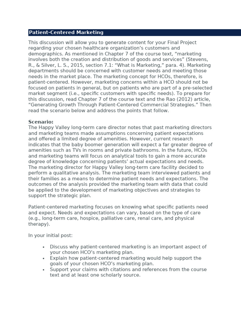 MHA626 Week 2 Discussion 1 | PDF | Marketing | Strategic Planning