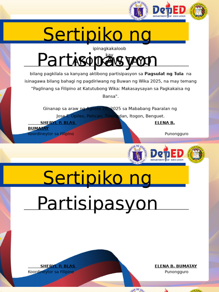Sertipiko NG Partisipasyon | PDF