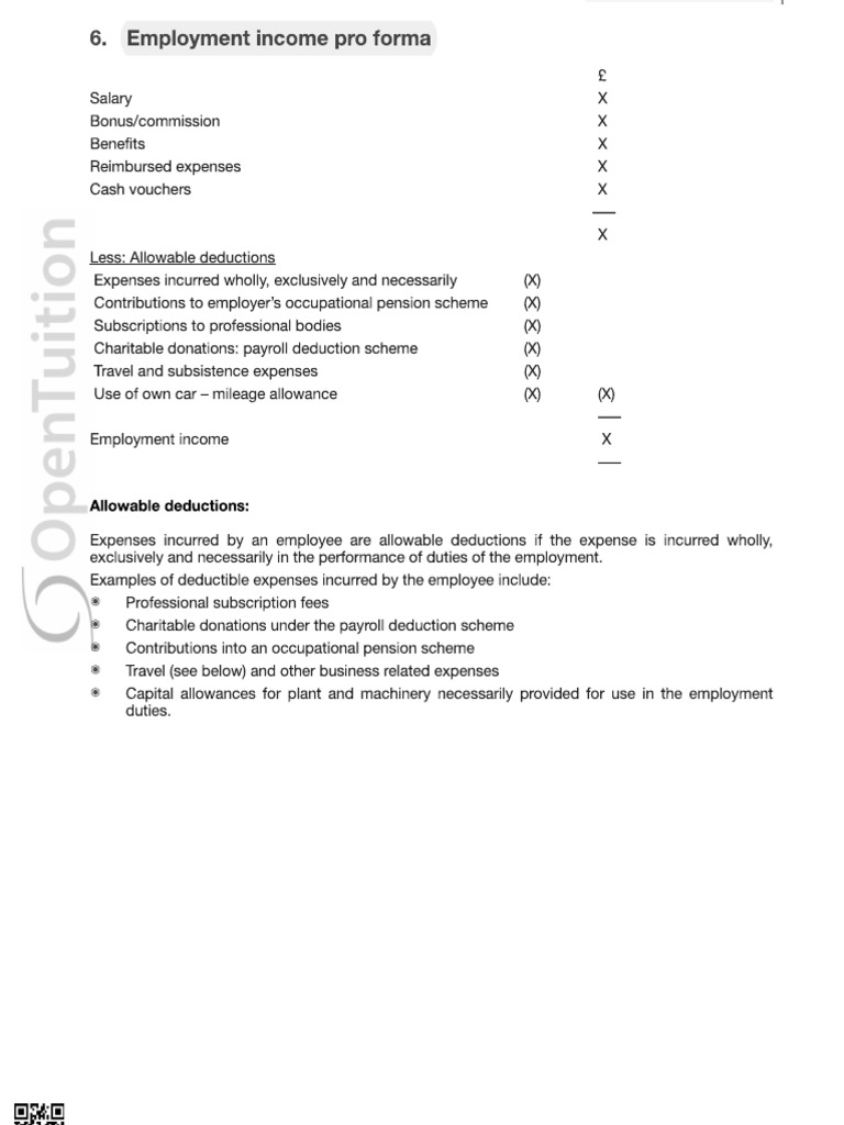 Employment Income Proforma | PDF