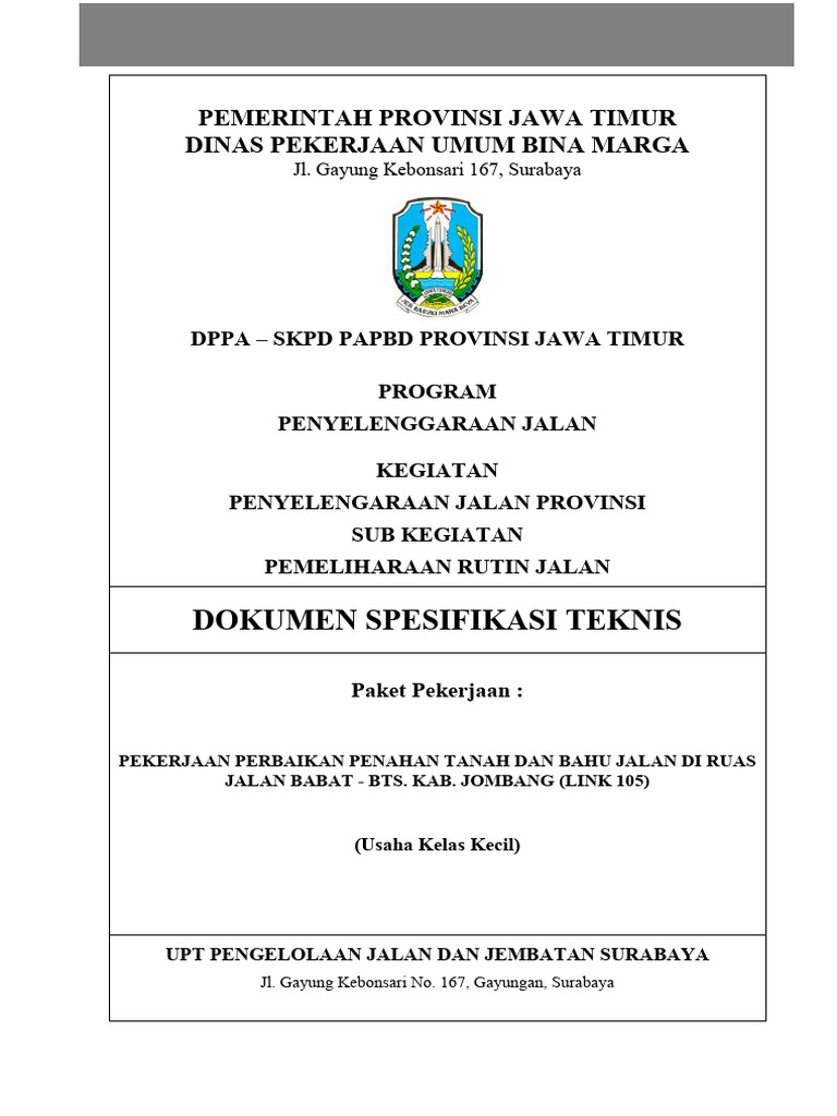 Perbaikan Jalan Babat-BTS Jombang | PDF