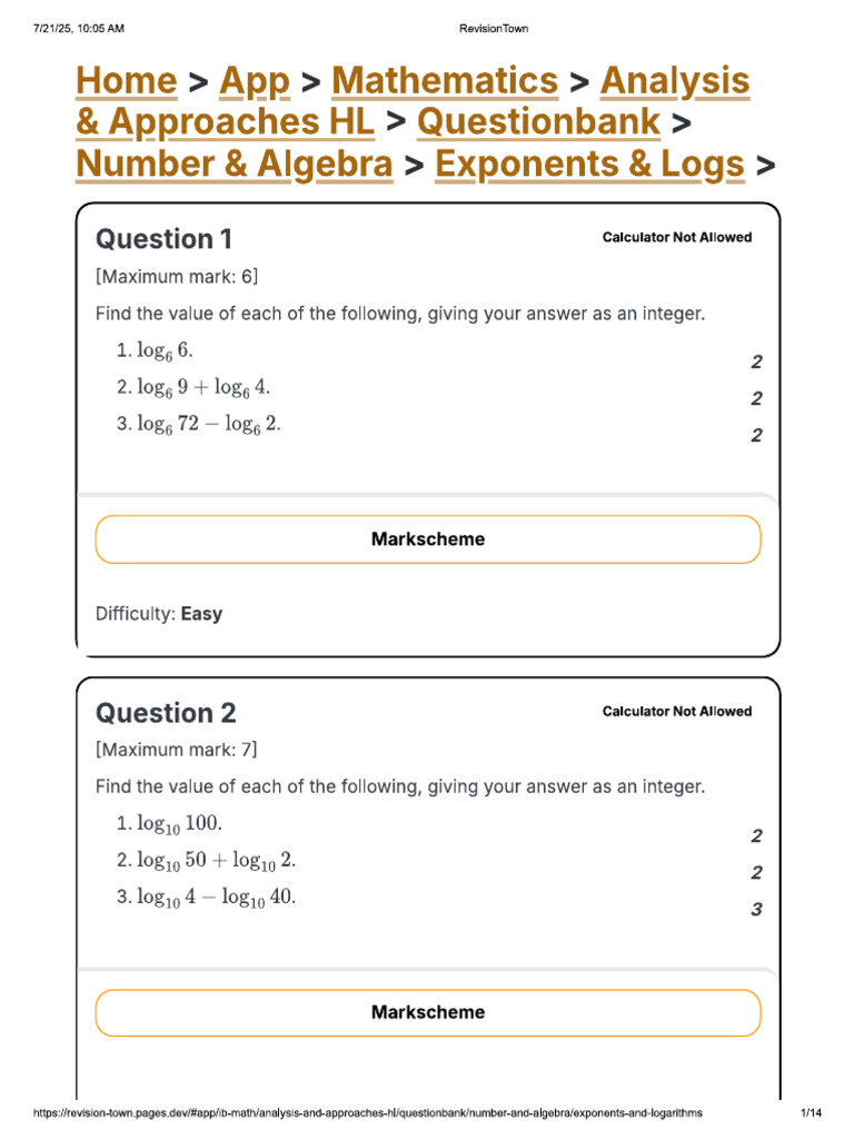 Exponents and Log | PDF