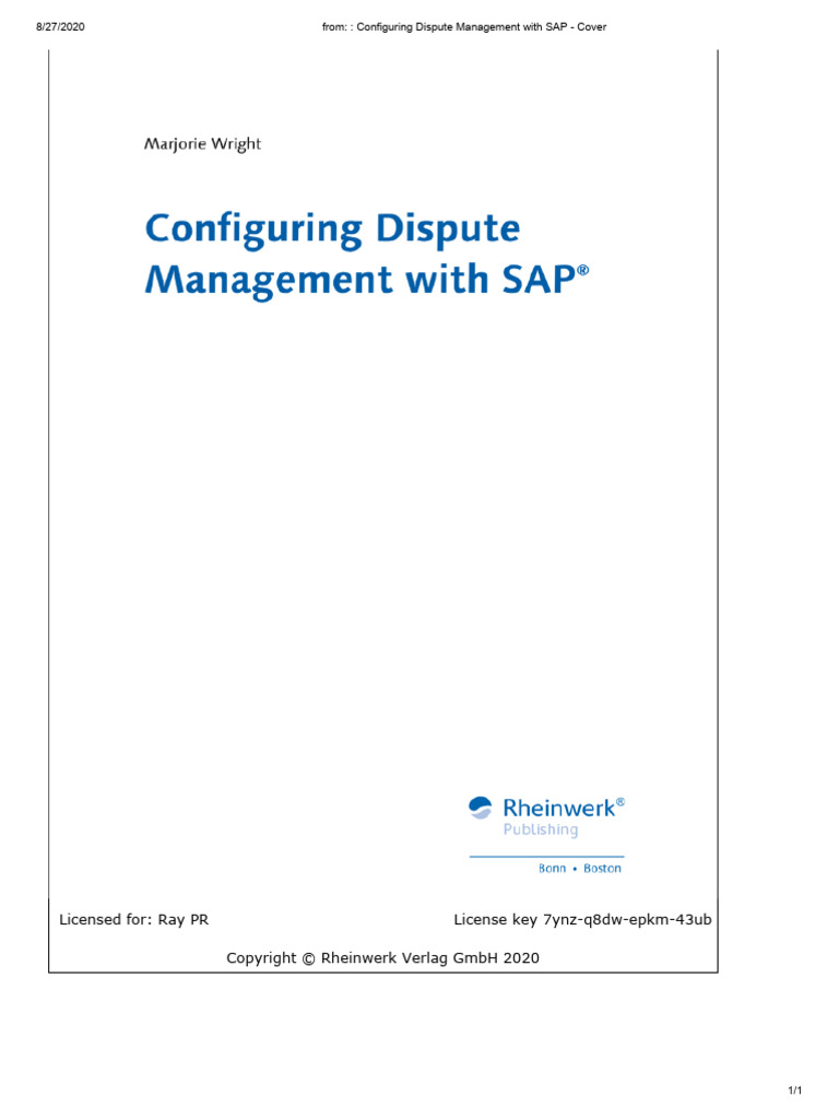 SAP Dispute Management Configuration Guide | PDF | Copyright | Software
