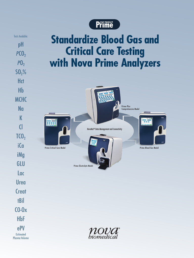 Nova Prime: Comprehensive Blood Gas Testing | PDF | Anemia | Heart Failure
