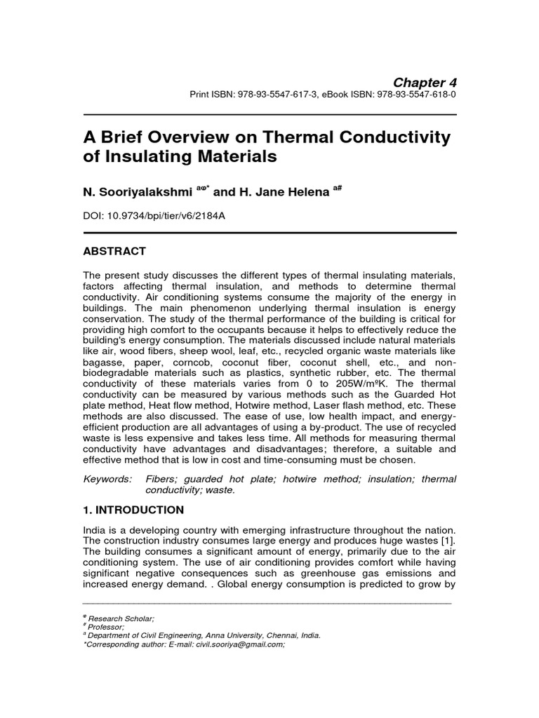 Thermal Conductivity of Insulating Materials | PDF | Thermal Insulation ...