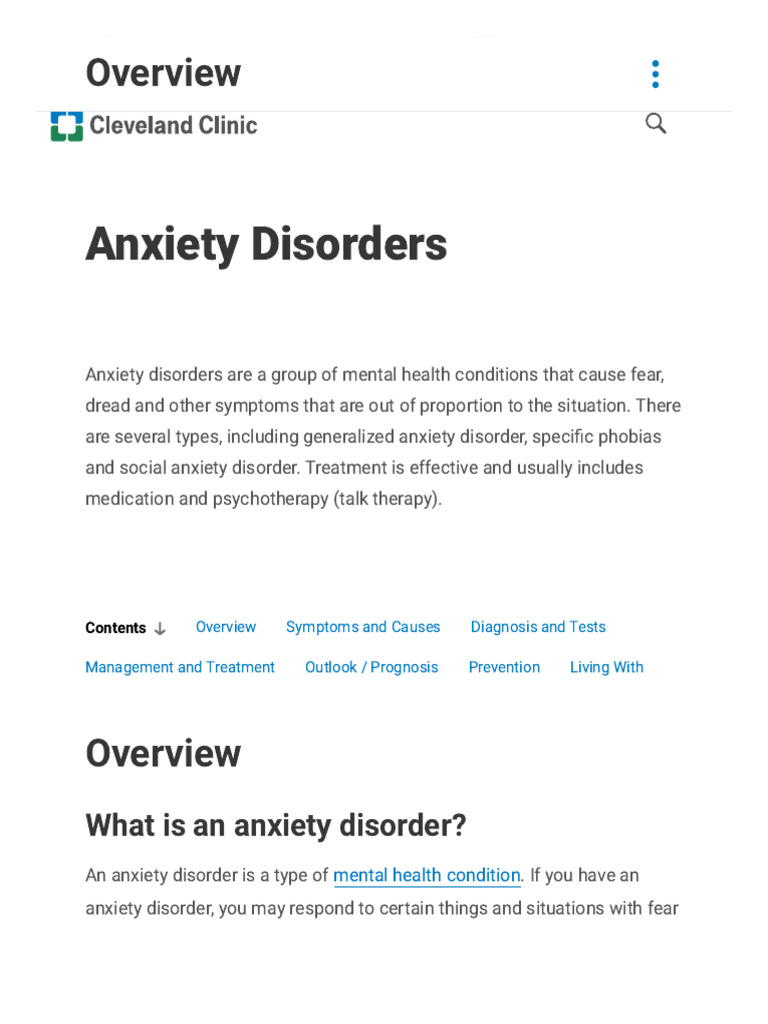 Understanding Anxiety Disorders: Types & Treatment | PDF | Anxiety ...