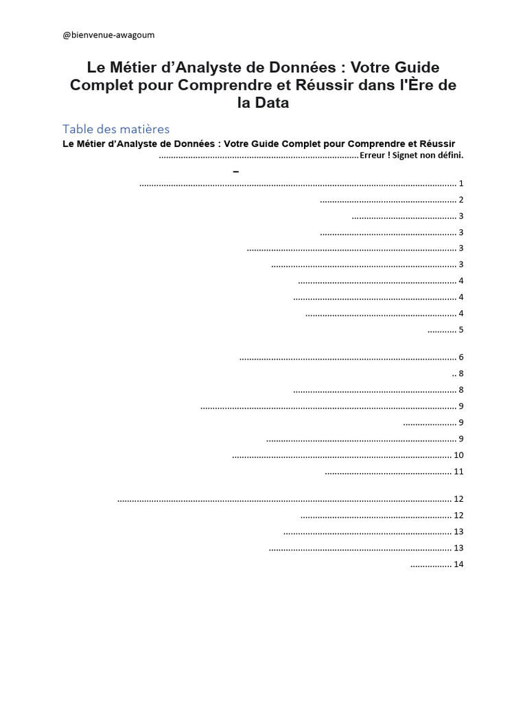 Guide Complet sur le Métier d'Analyste de Données | PDF | Intelligence ...